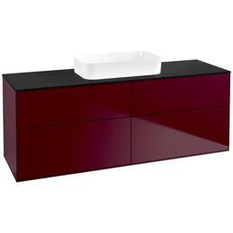 Villeroy & Boch Villeroy und Boch Finion Waschtischunterschrank F73200HB 160x60,3x50,1cm, Glass Black Matt, Peony Matt