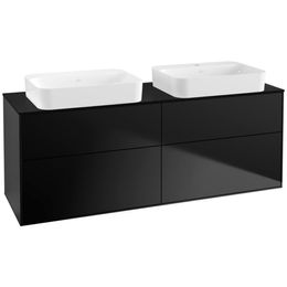 Villeroy & Boch Villeroy und Boch Finion Waschtischunterschrank G72200PD 160x60,3x50,1cm, Glass Black Matt, Black matt lacquer