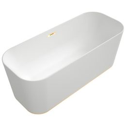 Villeroy & Boch Villeroy und Boch Finion Rechteck-Freistehwanne 177FIN7A300V1RW 170 x 70 cm, Emotion, Design-Ring, stone white, gold