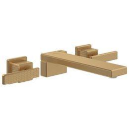 Villeroy & Boch Villeroy und Boch Mettlach Dreiloch-Waschtischarmatur TVW12600400076 ohne Ablaufgarnitur, verstellbarer Strahlregler, Wandmontage, brushed gold