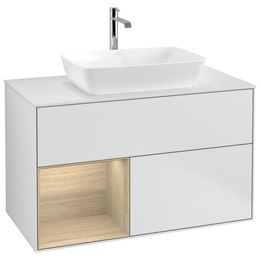 Villeroy & Boch Villeroy und Boch Finion Waschtischunterschrank G771PCMT 100cm, Abdeckplatte white matt, Emotion, Regale Oak Veneer, White matt lacquer