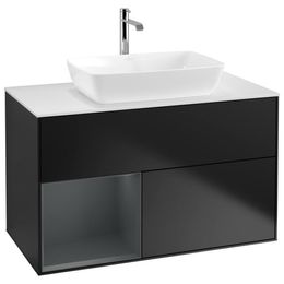 Villeroy & Boch Villeroy und Boch Finion Waschtischunterschrank G771HGPD 100cm, Abdeckplatte white matt, Emotion, Regale Midnight matt lacquer, Black matt lacquer