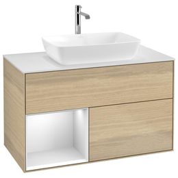 Villeroy & Boch Villeroy und Boch Finion Waschtischunterschrank G771MTPC 100cm, Abdeckplatte white matt, Emotion, Regale White matt lacquer, Oak Veneer