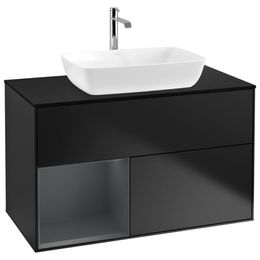 Villeroy & Boch Villeroy und Boch Finion Waschtischunterschrank G772HGPD 100cm, Abdeckplatte black matt, Emotion, Regale Midnight matt lacquer, Black matt lacquer