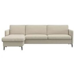 Ecksofa FLEXLUX "Fiore, L-Form", wei&szlig; (sanftes wei&szlig;), B:247cm H:85cm T:92cm, 100% Polyester, Sofas, Ecksofa, schmale Armlehnen, Kaltschaum, F&uuml;&szlig;e Alu+schwarz
