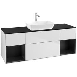 Villeroy & Boch Villeroy und Boch Finion Waschtischunterschrank F862PDMT 160cm, Abdeckplatte black matt, Regale Black matt lacquer, White matt lacquer