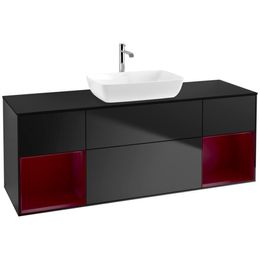 Villeroy & Boch Villeroy und Boch Finion Waschtischunterschrank F862HBPD 160cm, Abdeckplatte black matt, Regale Peony matt lacquer, Black matt lacquer