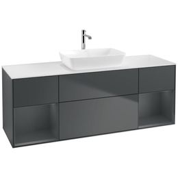 Villeroy & Boch Villeroy und Boch Finion Waschtischunterschrank F861HGHG 160cm, Abdeckplatte white matt, Regale Midnight matt lacquer, Midnight Blue Matt Lacquer