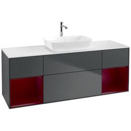 Villeroy & Boch Villeroy und Boch Finion Waschtischunterschrank F861HBHG 160cm, Abdeckplatte white matt, Regale Peony matt lacquer, Midnight Blue Matt Lacquer