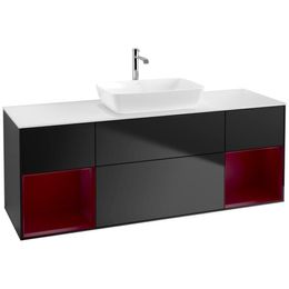 Villeroy & Boch Villeroy und Boch Finion Waschtischunterschrank F861HBPD 160cm, Abdeckplatte white matt, Regale Peony matt lacquer, Black matt lacquer