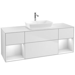 Villeroy & Boch Villeroy und Boch Finion Waschtischunterschrank F861MTMT 160cm, Abdeckplatte white matt, Regale White matt lacquer, White matt lacquer