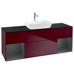 Villeroy & Boch Villeroy und Boch Finion Waschtischunterschrank G862HGHB 160cm, Abdeckplatte black matt, Emotion, Regale Midnight matt lacquer, Peony Matt
