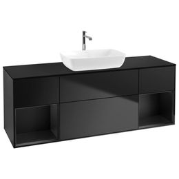 Villeroy & Boch Villeroy und Boch Finion Waschtischunterschrank G862PDPD 160cm, Abdeckplatte black matt, Emotion, Regale Black matt lacquer, Black matt lacquer
