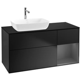Villeroy & Boch Villeroy und Boch Finion Waschtischunterschrank G812GKPD 120cm, Abdeckplatte black matt, Emotion, Regale Anthracite matt lacquer, Black matt lacquer