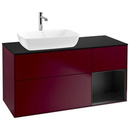 Villeroy & Boch Villeroy und Boch Finion Waschtischunterschrank G812PDHB 120cm, Abdeckplatte black matt, Emotion, Regale Black matt lacquer, Peony Matt
