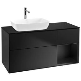 Villeroy & Boch Villeroy und Boch Finion Waschtischunterschrank G812PDPD 120cm, Abdeckplatte black matt, Emotion, Regale Black matt lacquer, Black matt lacquer