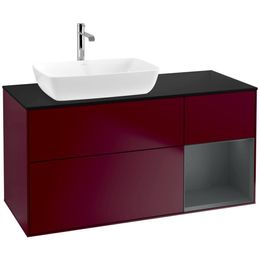 Villeroy & Boch Villeroy und Boch Finion Waschtischunterschrank F812HGHB 120cm, Abdeckplatte black matt, Regale Midnight matt lacquer, Peony Matt