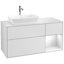 Villeroy & Boch Villeroy und Boch Finion Waschtischunterschrank F811GFMT 120cm, Abdeckplatte white matt, Regale Glossy white lacquer, White matt lacquer