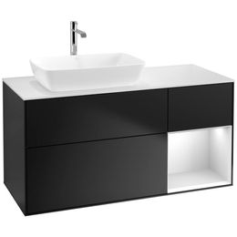 Villeroy & Boch Villeroy und Boch Finion Waschtischunterschrank F811MTPD 120cm, Abdeckplatte white matt, Regale White matt lacquer, Black matt lacquer