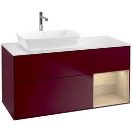 Villeroy & Boch Villeroy und Boch Finion Waschtischunterschrank F811PCHB 120cm, Abdeckplatte white matt, Regale Oak Veneer, Peony Matt