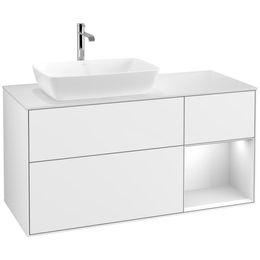 Villeroy & Boch Villeroy und Boch Finion Waschtischunterschrank F811MTGF 120cm, Abdeckplatte white matt, Regale White matt lacquer, Glossy white lacquer