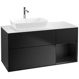 Villeroy & Boch Villeroy und Boch Finion Waschtischunterschrank F811PDPD 120cm, Abdeckplatte white matt, Regale Black matt lacquer, Black matt lacquer