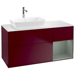 Villeroy & Boch Villeroy und Boch Finion Waschtischunterschrank G811GMHB 120cm, Abdeckplatte white matt, Emotion, Regale Olive matt lacquer, Peony Matt