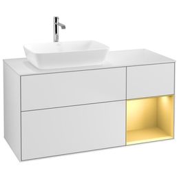 Villeroy & Boch Villeroy und Boch Finion Waschtischunterschrank G811HFMT 120cm, Abdeckplatte white matt, Emotion, Regale Gold matt lacquer, White matt lacquer
