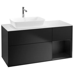Villeroy & Boch Villeroy und Boch Finion Waschtischunterschrank G811PDPD 120cm, Abdeckplatte white matt, Emotion, Regale Black matt lacquer, Black matt lacquer