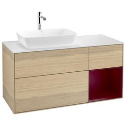 Villeroy & Boch Villeroy und Boch Finion Waschtischunterschrank G811HBPC 120cm, Abdeckplatte white matt, Emotion, Regale Peony matt lacquer, Oak Veneer