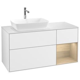 Villeroy & Boch Villeroy und Boch Finion Waschtischunterschrank G811PCGF 120cm, Abdeckplatte white matt, Emotion, Regale Oak Veneer, Glossy white lacquer