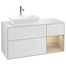 Villeroy & Boch Villeroy und Boch Finion Waschtischunterschrank G811PCMT 120cm, Abdeckplatte white matt, Emotion, Regale Oak Veneer, White matt lacquer