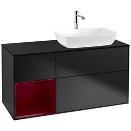 Villeroy & Boch Villeroy und Boch Finion Waschtischunterschrank F802HBPD 120cm, Abdeckplatte black matt, Regale Peony matt lacquer, Black matt lacquer