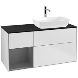 Villeroy & Boch Villeroy und Boch Finion Waschtischunterschrank F802GKMT 120cm, Abdeckplatte black matt, Regale Anthracite matt lacquer, White matt lacquer