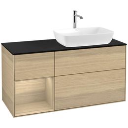 Villeroy & Boch Villeroy und Boch Finion Waschtischunterschrank F802PCPC 120cm, Abdeckplatte black matt, Regale Oak Veneer, Oak Veneer
