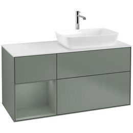 Villeroy & Boch Villeroy und Boch Finion Waschtischunterschrank F801GMGM 120cm, Abdeckplatte white matt, Regale Olive matt lacquer, Olive Matt Lacquer