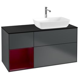 Villeroy & Boch Villeroy und Boch Finion Waschtischunterschrank G802HBHG 120cm, Abdeckplatte black matt, Emotion, Regale Peony matt lacquer, Midnight Blue Matt Lacquer