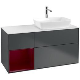 Villeroy & Boch Villeroy und Boch Finion Waschtischunterschrank F801HBHG 120cm, Abdeckplatte white matt, Regale Peony matt lacquer, Midnight Blue Matt Lacquer