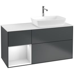 Villeroy & Boch Villeroy und Boch Finion Waschtischunterschrank F801MTHG 120cm, Abdeckplatte white matt, Regale White matt lacquer, Midnight Blue Matt Lacquer
