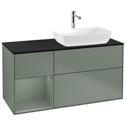 Villeroy & Boch Villeroy und Boch Finion Waschtischunterschrank G802GMGM 120cm, Abdeckplatte black matt, Emotion, Regale Olive matt lacquer, Olive Matt Lacquer
