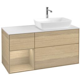Villeroy & Boch Villeroy und Boch Finion Waschtischunterschrank G801PCPC 120cm, Abdeckplatte white matt, Emotion, Regale Oak Veneer, Oak Veneer