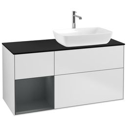 Villeroy & Boch Villeroy und Boch Finion Waschtischunterschrank G802HGMT 120cm, Abdeckplatte black matt, Emotion, Regale Midnight matt lacquer, White matt lacquer