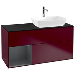 Villeroy & Boch Villeroy und Boch Finion Waschtischunterschrank G802HGHB 120cm, Abdeckplatte black matt, Emotion, Regale Midnight matt lacquer, Peony Matt