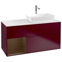 Villeroy & Boch Villeroy und Boch Finion Waschtischunterschrank G801GNHB 120cm, Abdeckplatte white matt, Emotion, Regale Walnut Veneer, Peony Matt