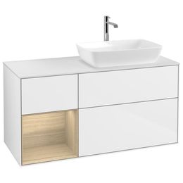 Villeroy & Boch Villeroy und Boch Finion Waschtischunterschrank G801PCGF 120cm, Abdeckplatte white matt, Emotion, Regale Oak Veneer, Glossy white lacquer