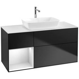 Villeroy & Boch Villeroy und Boch Finion Waschtischunterschrank F821MTPD 120cm, Abdeckplatte white matt, Regale White matt lacquer, Black matt lacquer