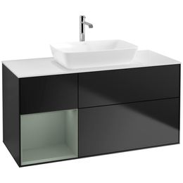 Villeroy & Boch Villeroy und Boch Finion Waschtischunterschrank F821GMPD 120cm, Abdeckplatte white matt, Regale Olive matt lacquer, Black matt lacquer