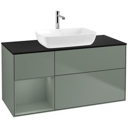 Villeroy & Boch Villeroy und Boch Finion Waschtischunterschrank F822GMGM 120cm, Abdeckplatte black matt, Regale Olive matt lacquer, Olive Matt Lacquer