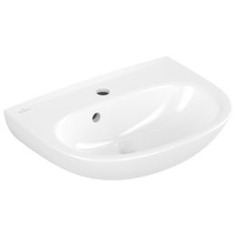 Villeroy & Boch Villeroy und Boch O.novo Waschtisch 434050R1 50x38cm, oval, Hahnloch mit &Uuml;berlauf, wei&szlig; C-plus