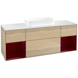 Villeroy & Boch Villeroy und Boch Finion Waschtischunterschrank F741HBPC 160x60,3x50,1cm, Regale Peony matt lacquer, Oak Veneer